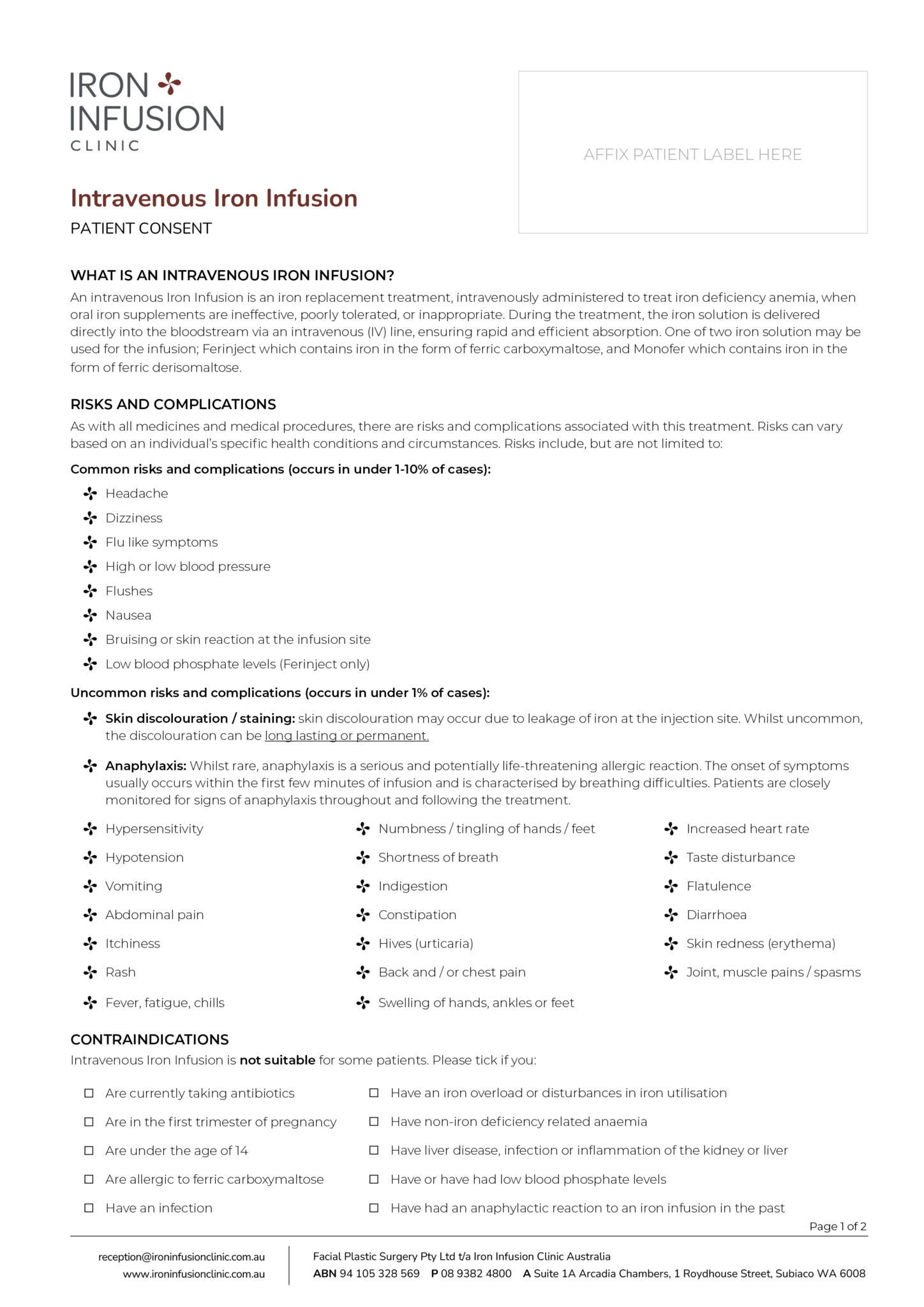 Patient Resources - Iron Infusion Clinic