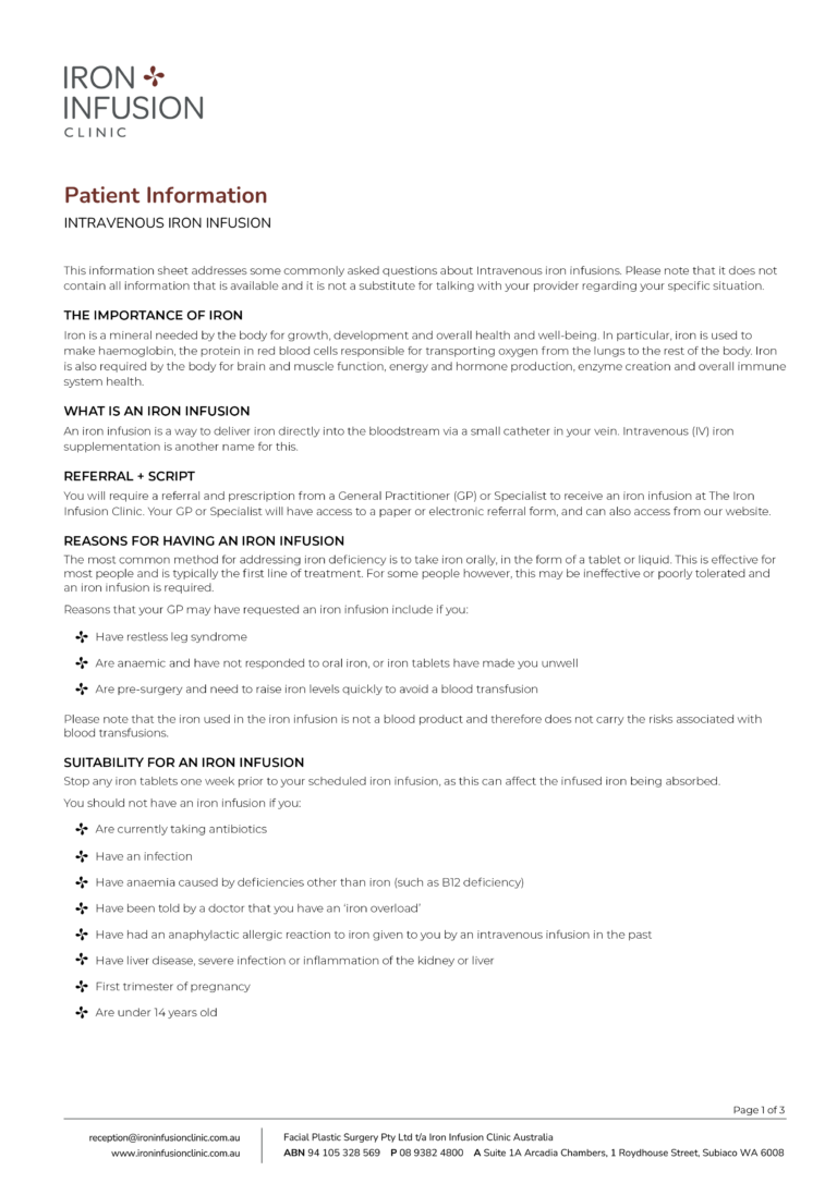 Patient Resources - Iron Infusion Clinic